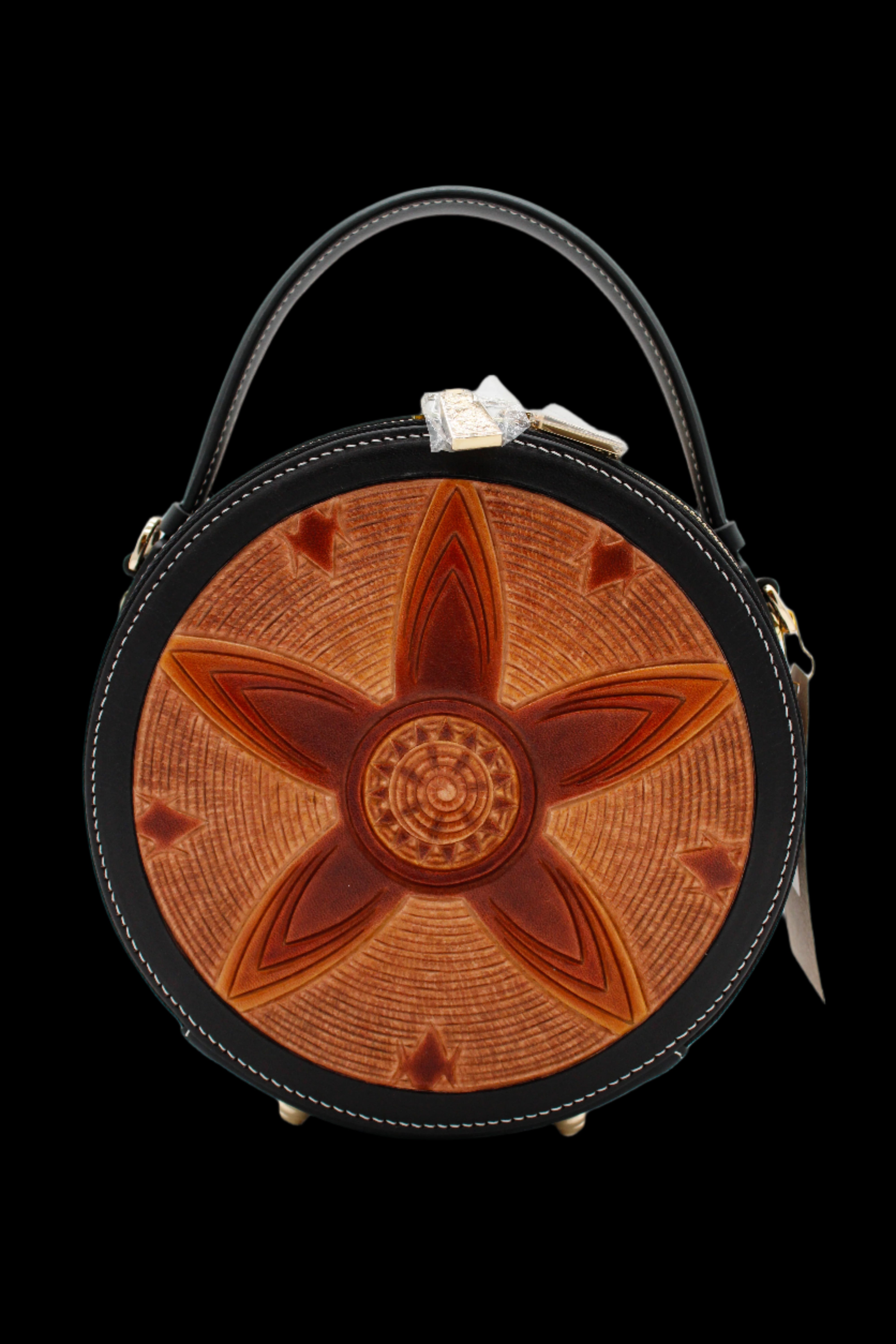 Native Star Leather Basket Design Handbag